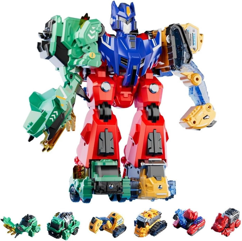 6-in-1 Magnetic Collision Deformation Toy, Transforming Dinosaur Robot ...