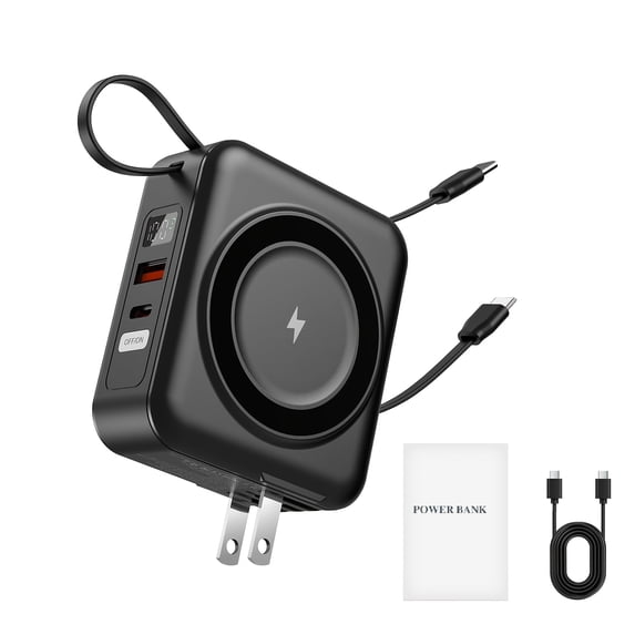 6-in-1 Magnetic Power Bank, 10000mAh, 22.5W PD Fast Charge, Built-in ...