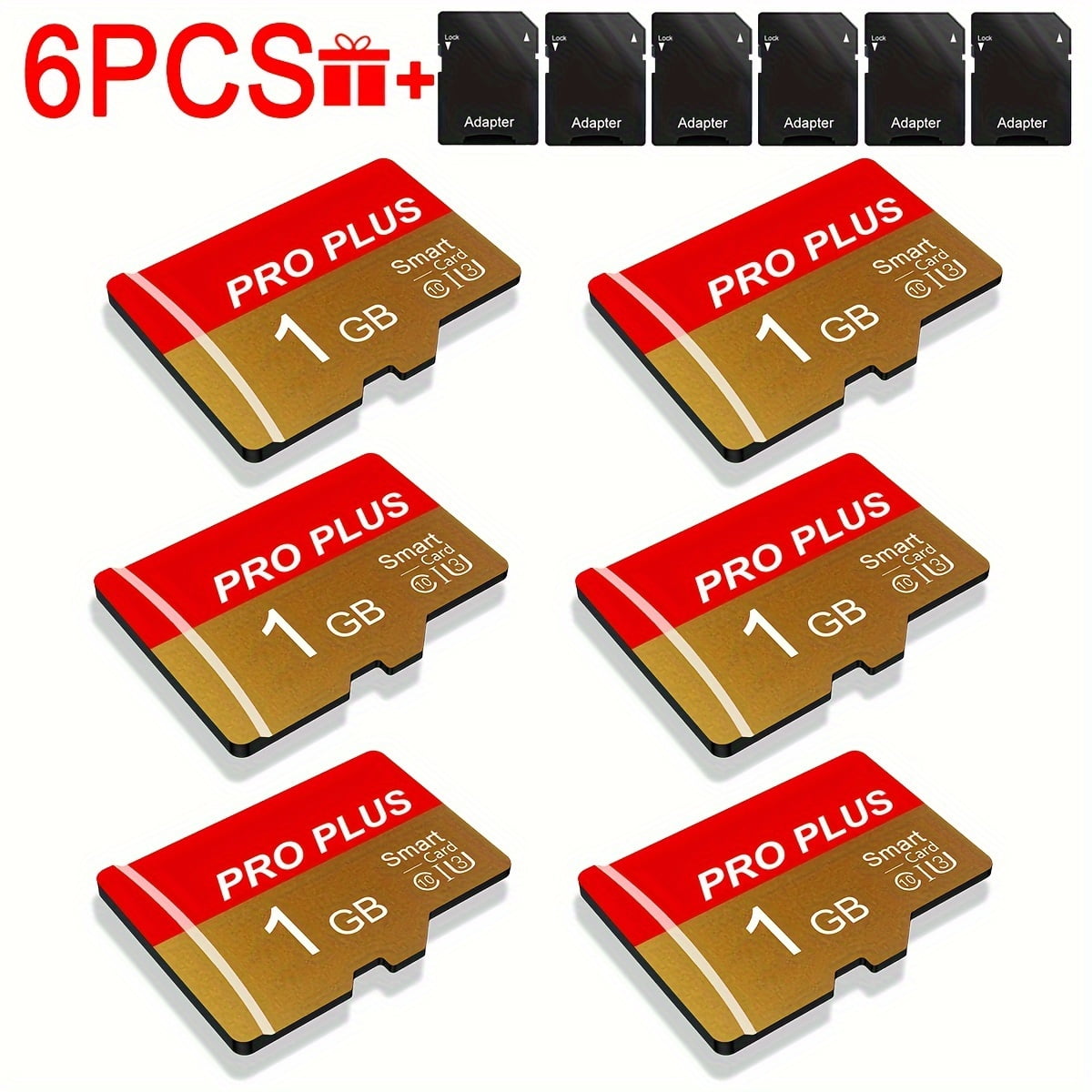 6-in-1 Memory Card Kit 128GB-1GB U3 C10 A1 TF Card with Adapter for ...
