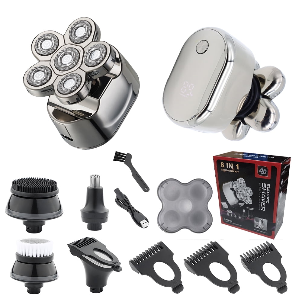 6 in 1 Men's Electric Shaver 6 Blades Waterproof Rechargeable ...