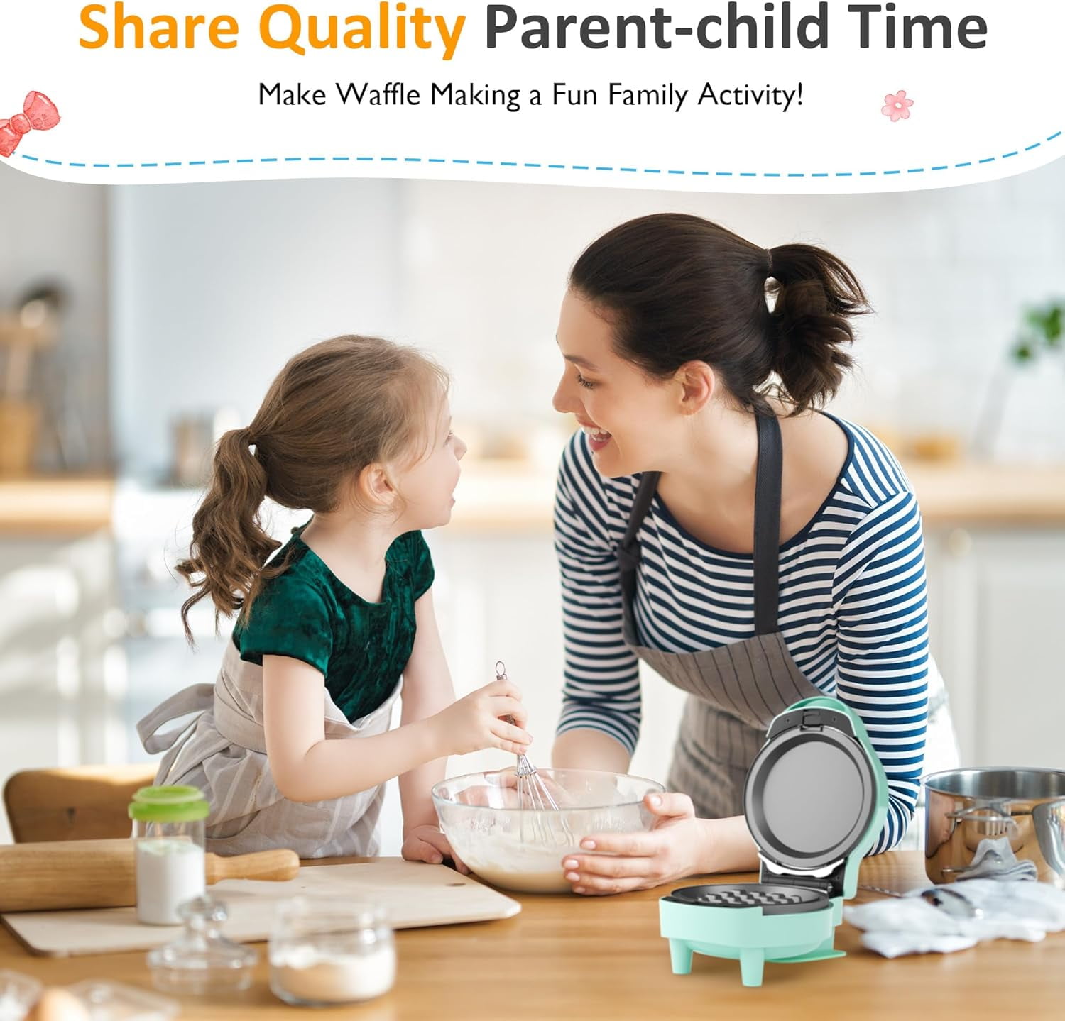 6 in 1 Mini Waffle Maker, 4" Waffle Iron with Removable Non-stick ...