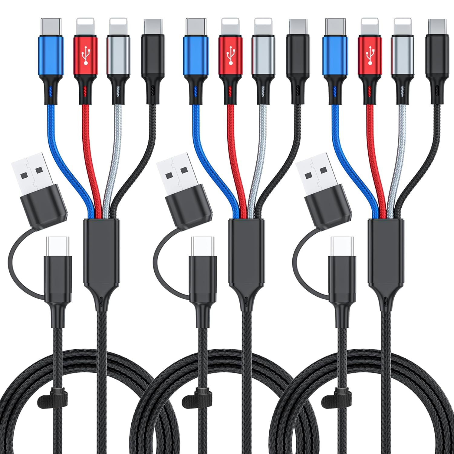 6 in 1 Multi Charging Cable 2Pack-6FT Multi USB Cable 3A Multi Charger ...