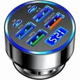 6-in-1 Multi-Port Car Charger with Voltage Detection, 2PD+3USB+QC3.0 ...