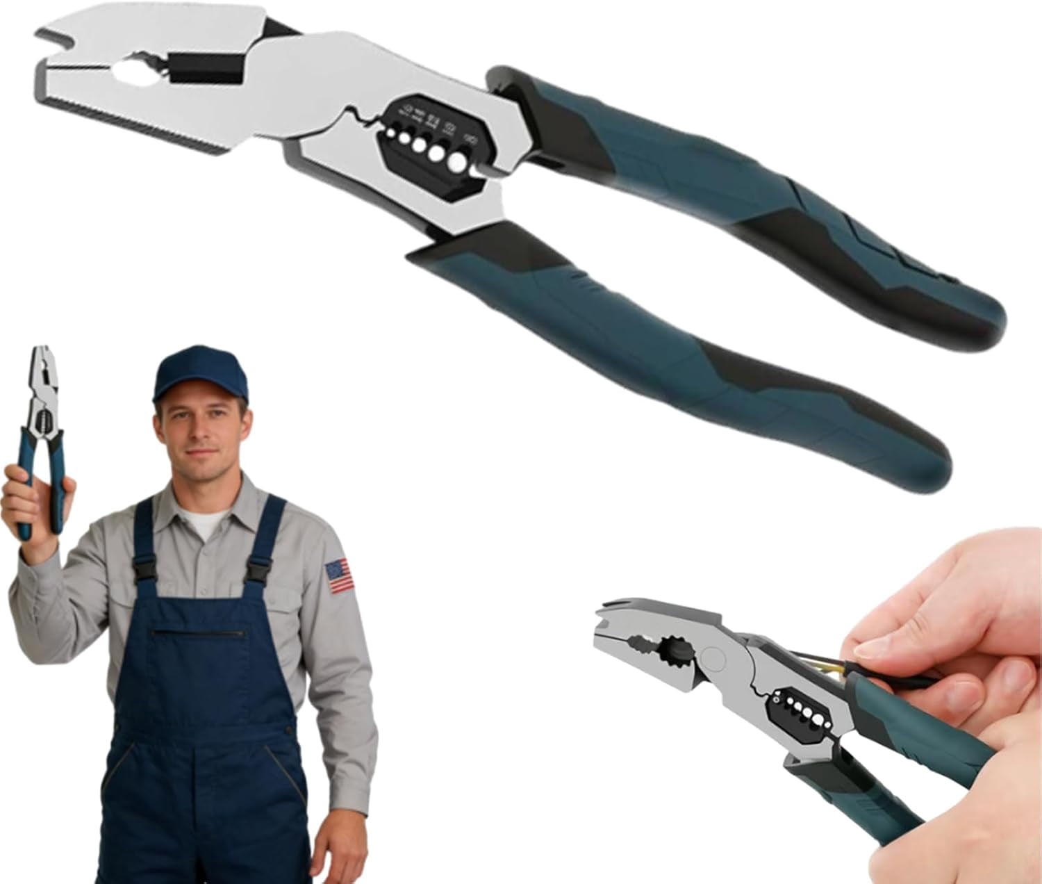 6-in-1 Multi-function Wire Stripper Pliers Powerful Cutting, Cr-V Steel ...