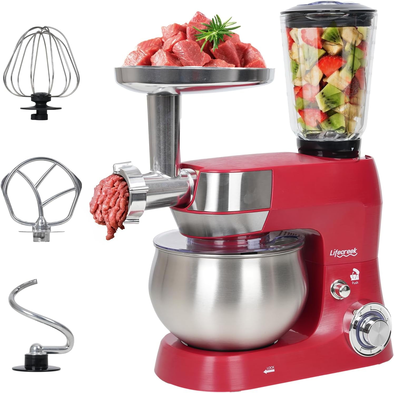 6-in-1 Multifunctional Stand Mixer, 5.3Qt 660W, 6-Speed Tilt-head ...