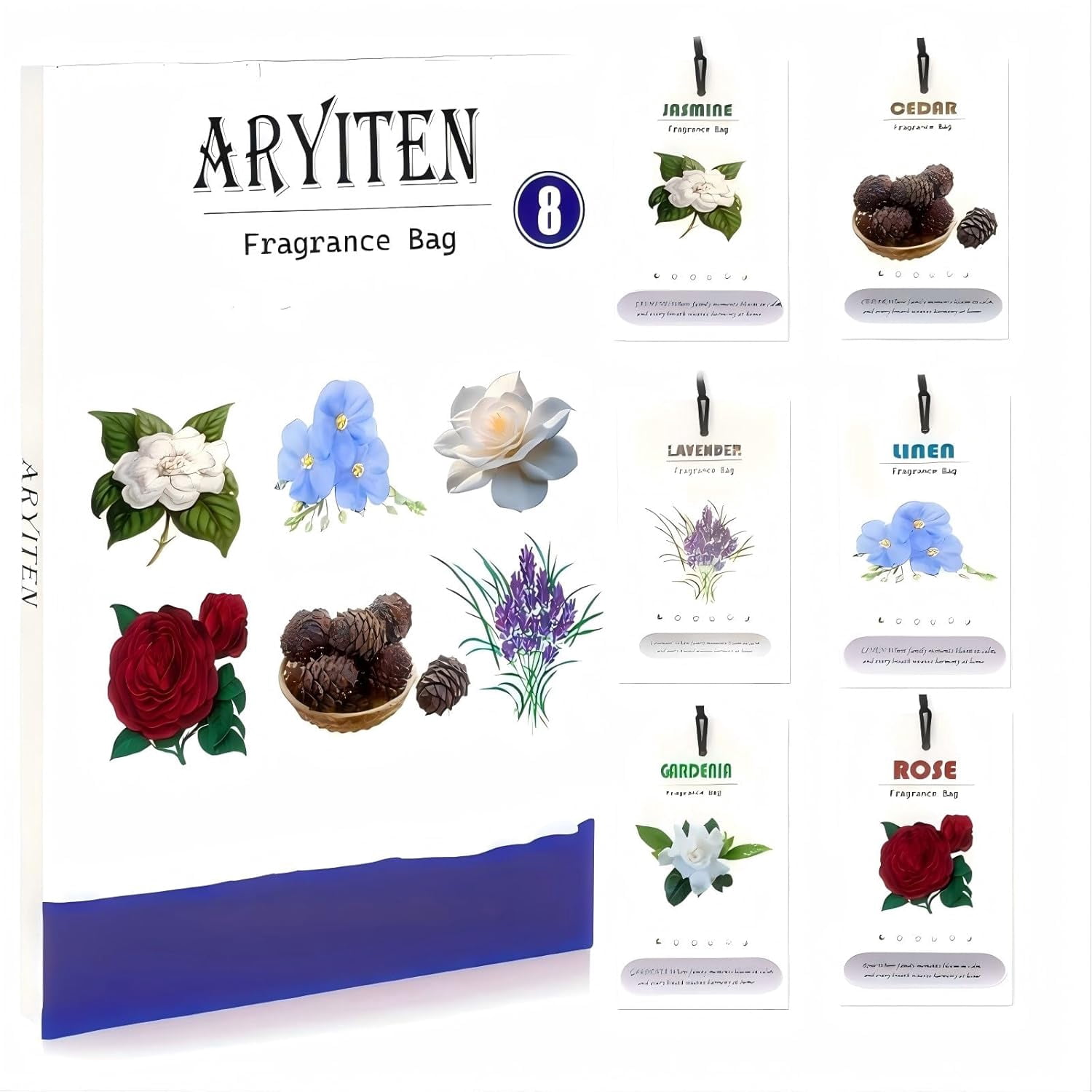 6-in-1 Natural Scented Sachets - 8 Pack Mixed Fragrance Collection with ...