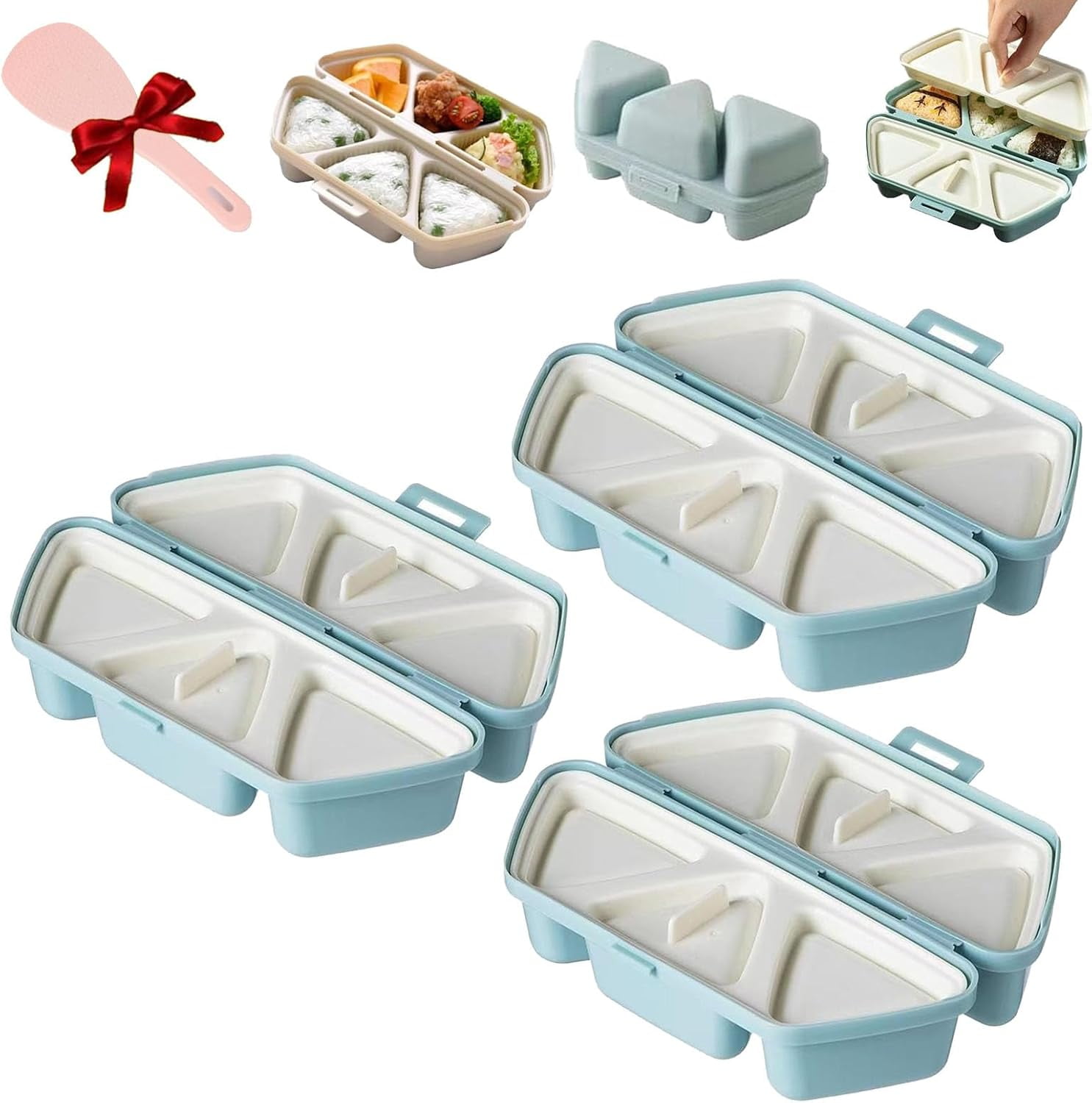 6-in-1 Onigiri Mold, Foldable Triangle Sushi Mold Set, Non-Stick Rice ...