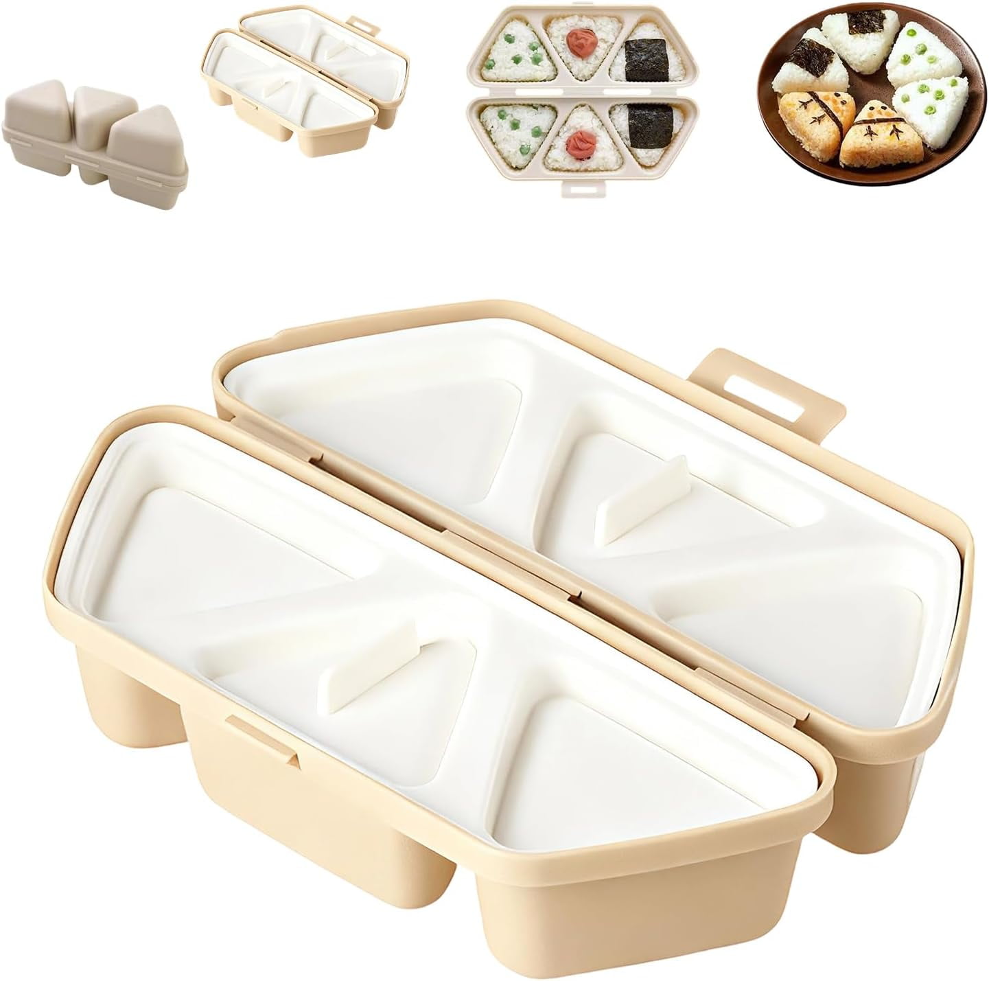 6 in 1 Onigiri Mold, Once Quickly Make 6PCS Triangle Rice Balls, Anti ...