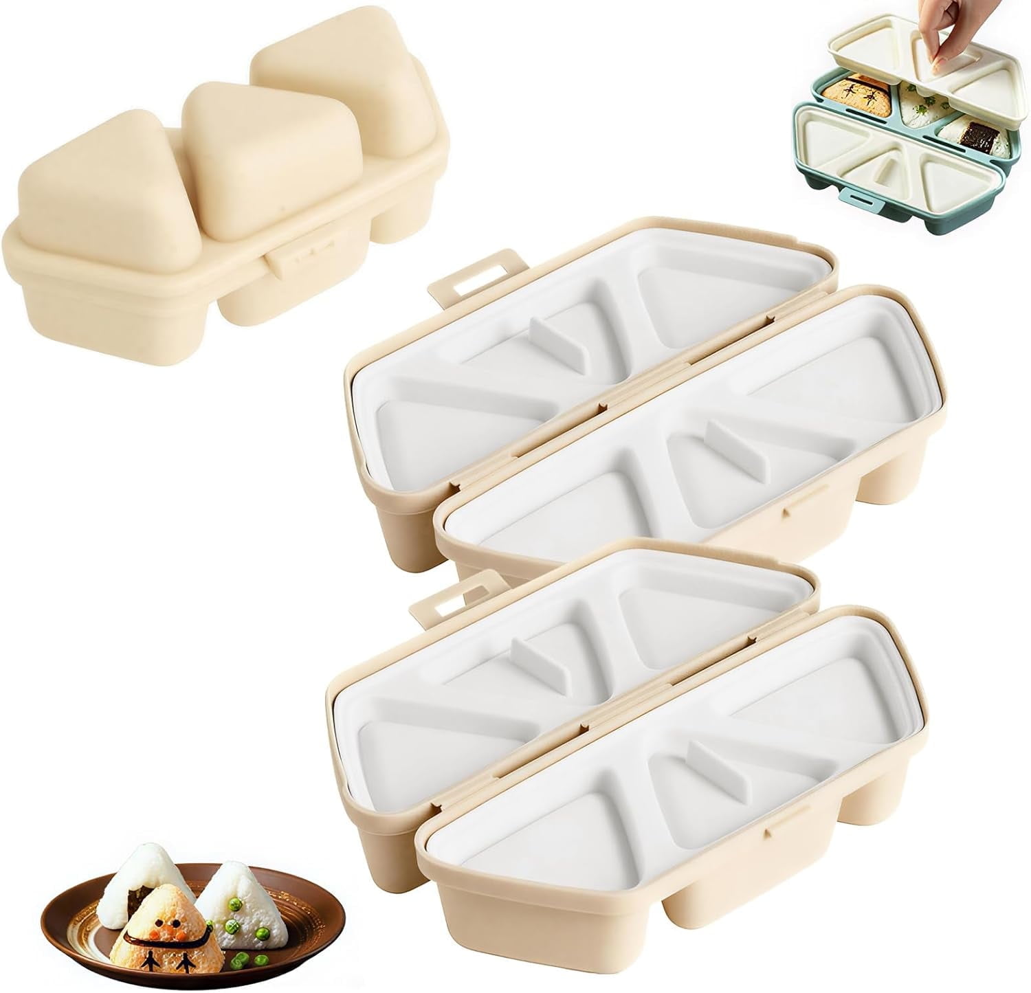 6 in 1 Onigiri Mold Triangle Sushi Making Kit - Easy to Store Carry And ...