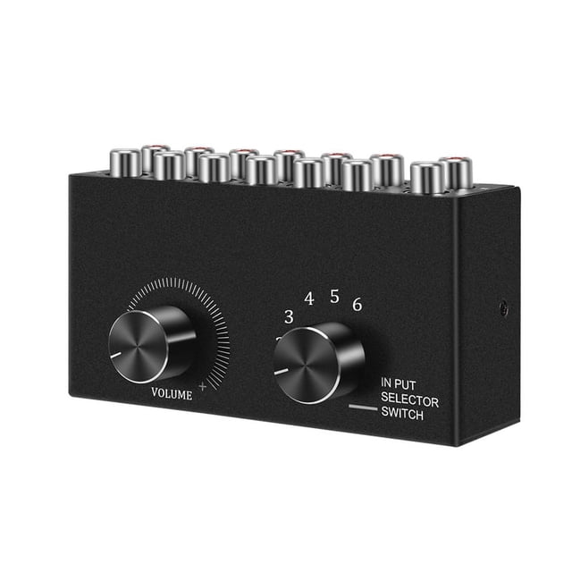 6 in 1 Out L / R Stereo Audio Switcher with Mute Button Portable Stereo ...