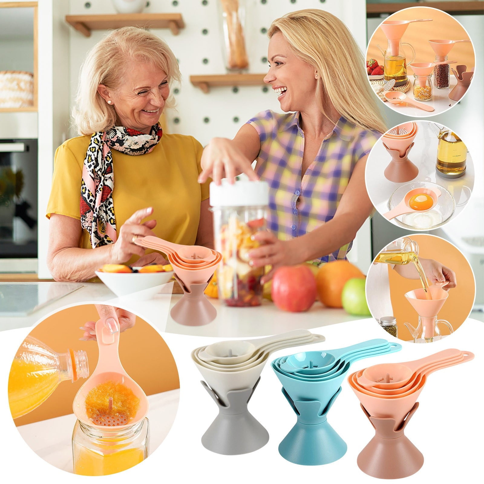 Plastic Funnel Set 6-in-1 Multi-Function Kit | Kitchen Oil Wine Liquid ...