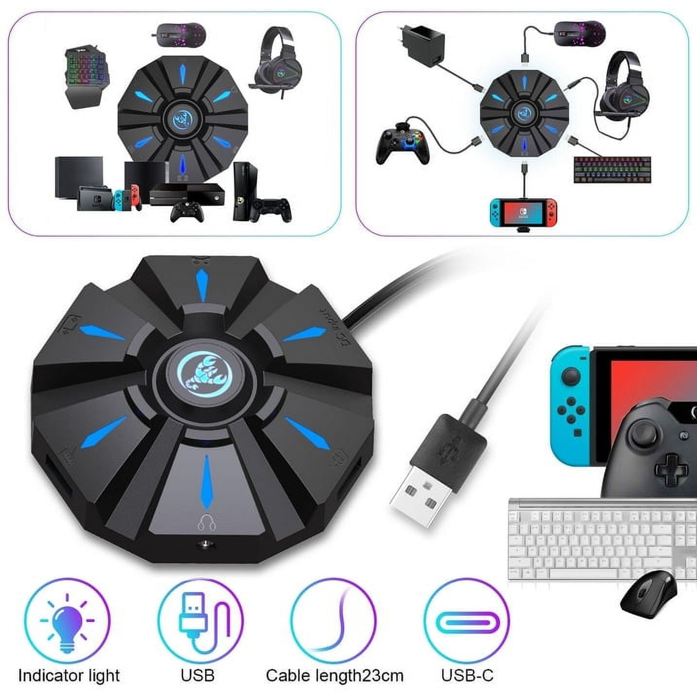 6-in-1 Portable Mouse Keyboard Controller Converter for Nintendo Switch, Keyboard and Mouse ...