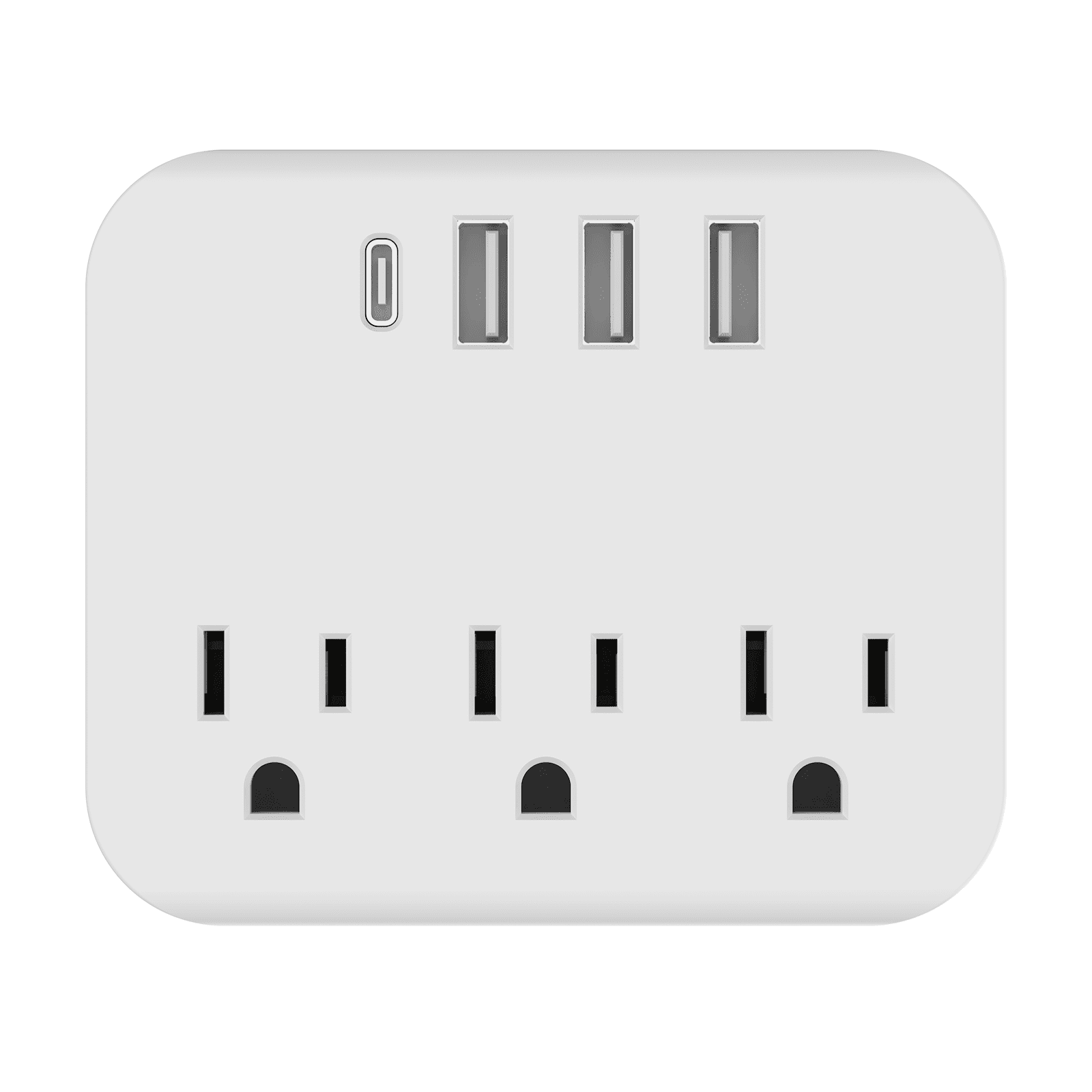 6-in-1 Power Strip 3-Outlet US Standard Wall Charger with 3 USB Ports ...