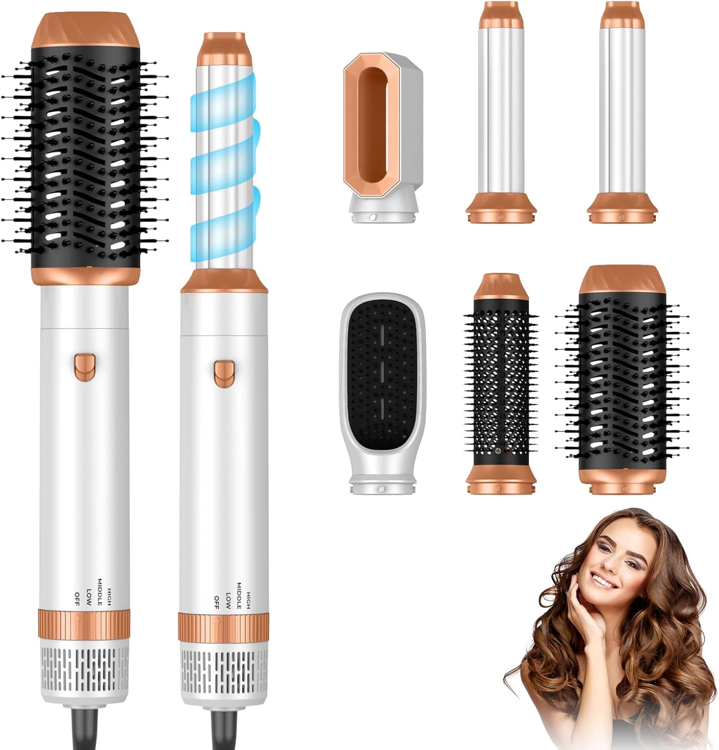 6-in-1 Professional Hot Air Styler & Hair Dryer Brush - Powerful Air ...