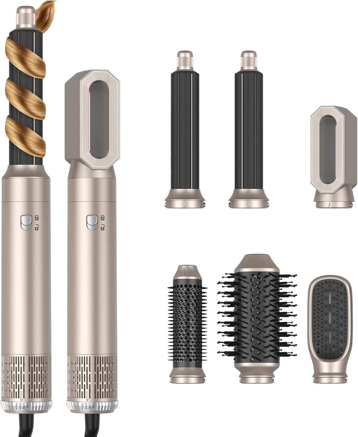 6-in-1 Professional Hot Air Styler Kit - Complete Hair Dryer Brush Set ...