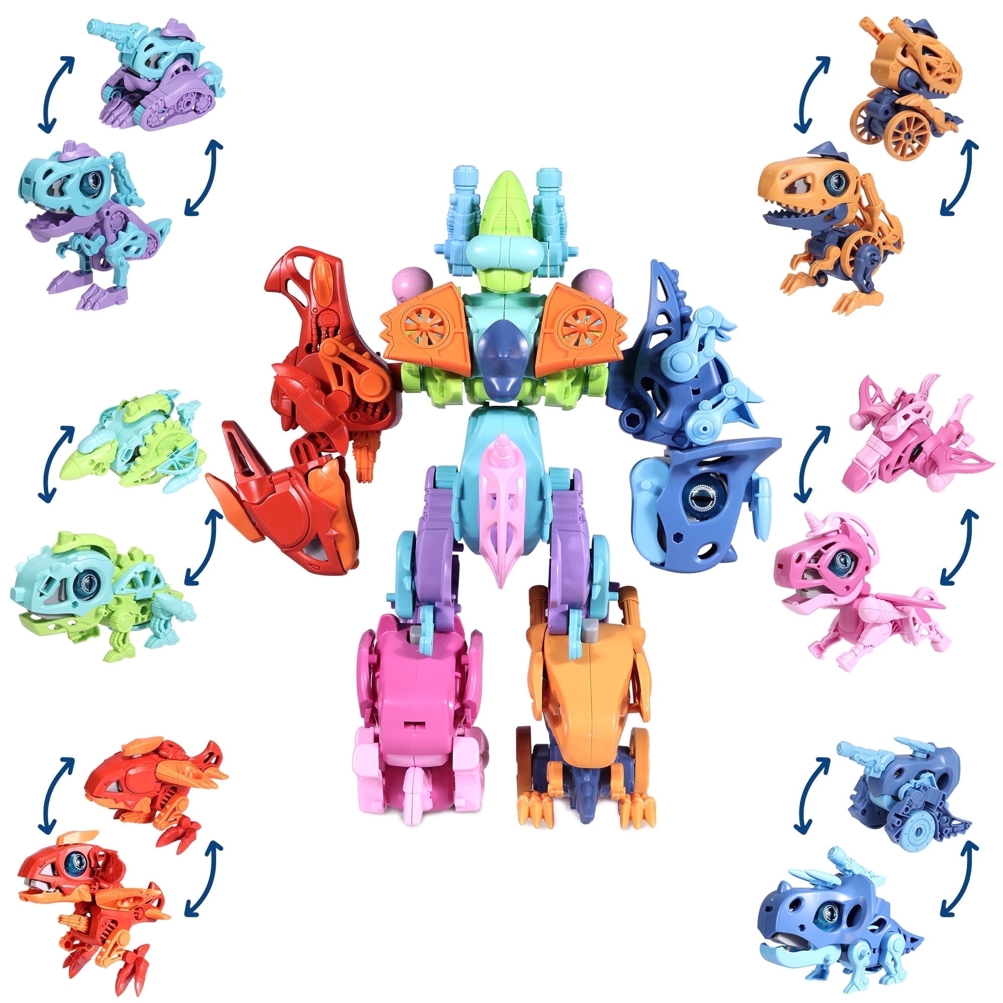 TQJ 6-in-1 Robot Dinosaur Transforming Toys,Take Apart Car Toys for ...