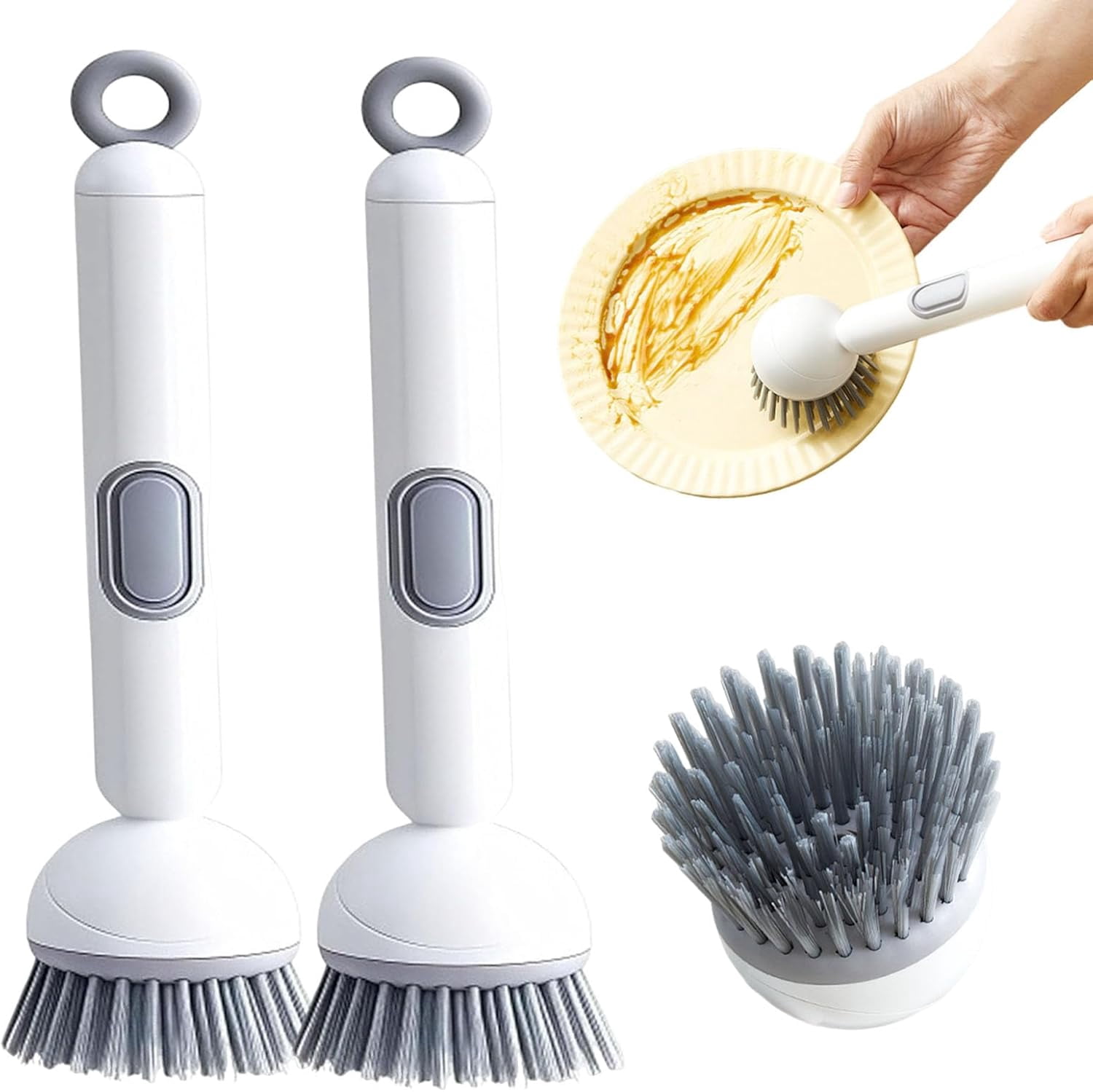 6-in-1 Rotatable Dish Brush with Detergent Dispenser, 6 in 1 Dish Brush ...