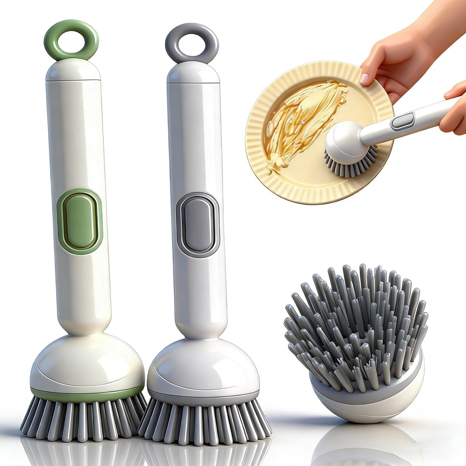 6-in-1 Rotatable Dish Brush with Detergent Dispenser, 6 in 1 Dish Brush ...