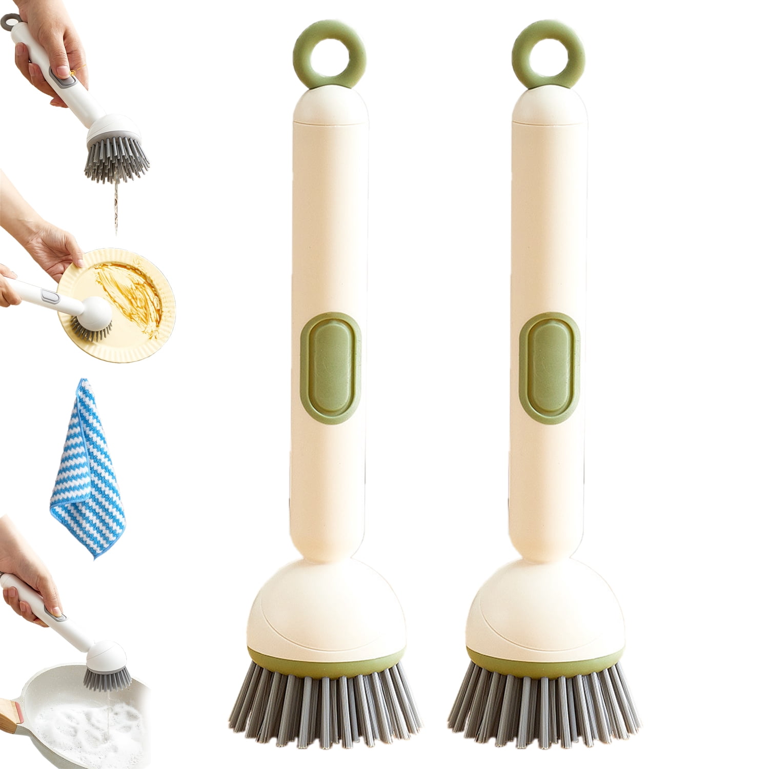 6-in-1 Rotatable Dish Brush with Detergent Dispenser, Adjustable ...