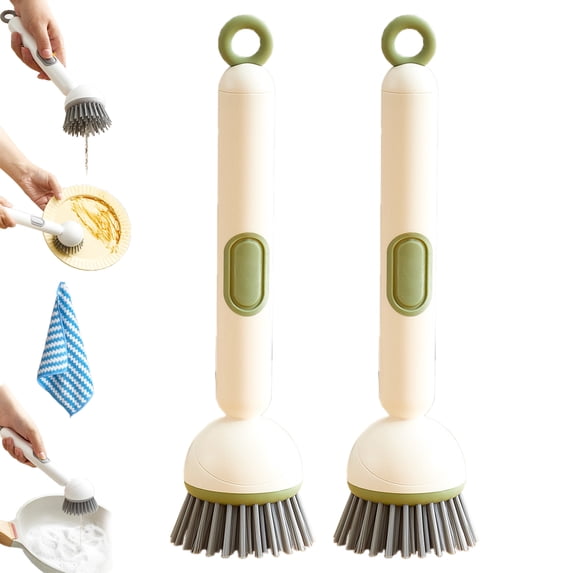 6-in-1 Rotatable Dish Brush with Detergent Dispenser, Adjustable ...