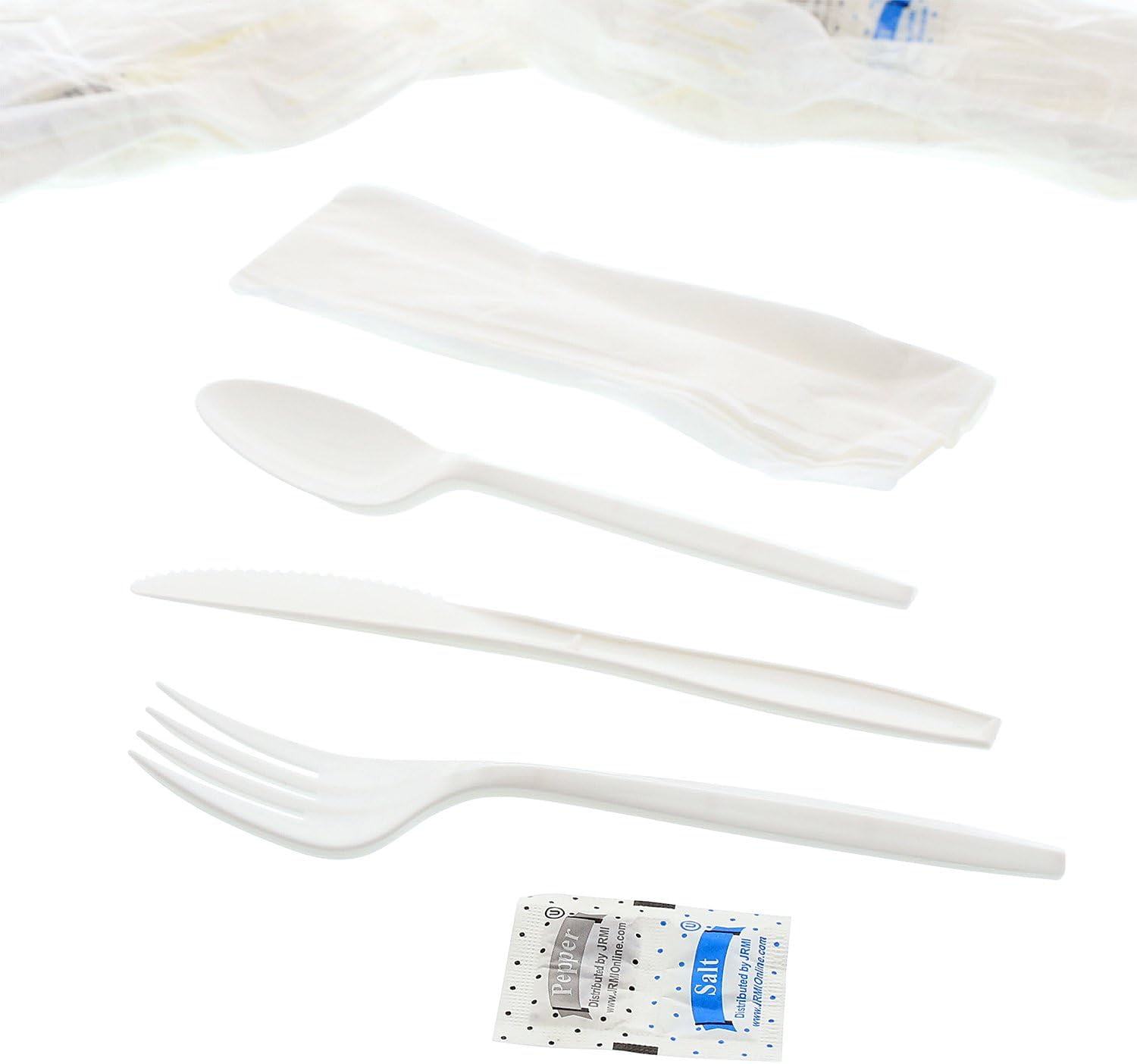 6-in-1 Single-Use Silverware Medium-Plus Weight Plastic Utensil Kit ...
