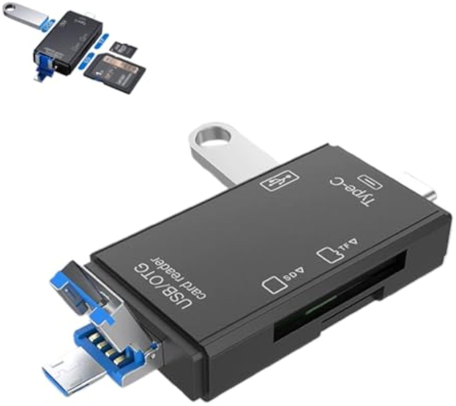 6-in-1 Smart Media Card Reader,Multi-Function Three-in-One Port Card ...