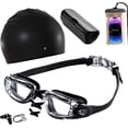 6 in 1 Swim Goggles for Adult with Swim Cap and Phone Pouch No Leak UV ...
