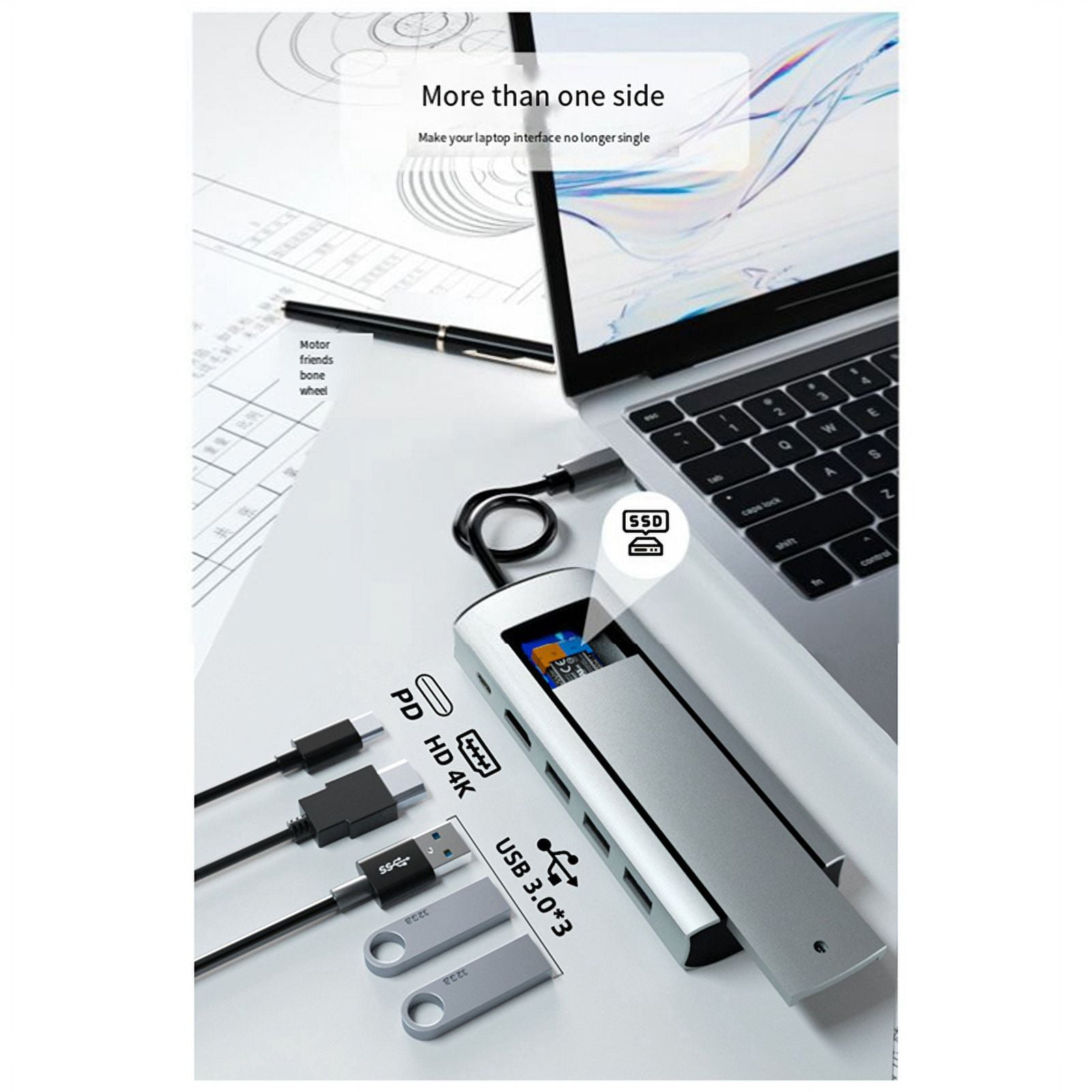 6-in-1 USB Type-C Docking Station Multi-Function Fast Charging Station ...