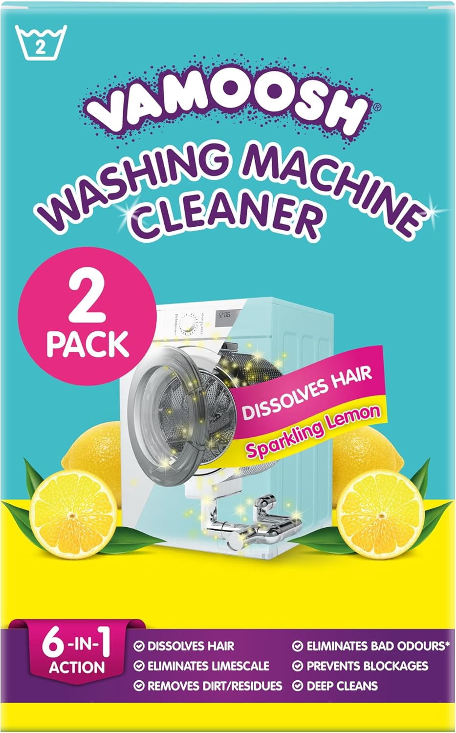 6-in-1 Washing Machine Cleaner, Lemon Fresh Scent. Dissolves Hair ...
