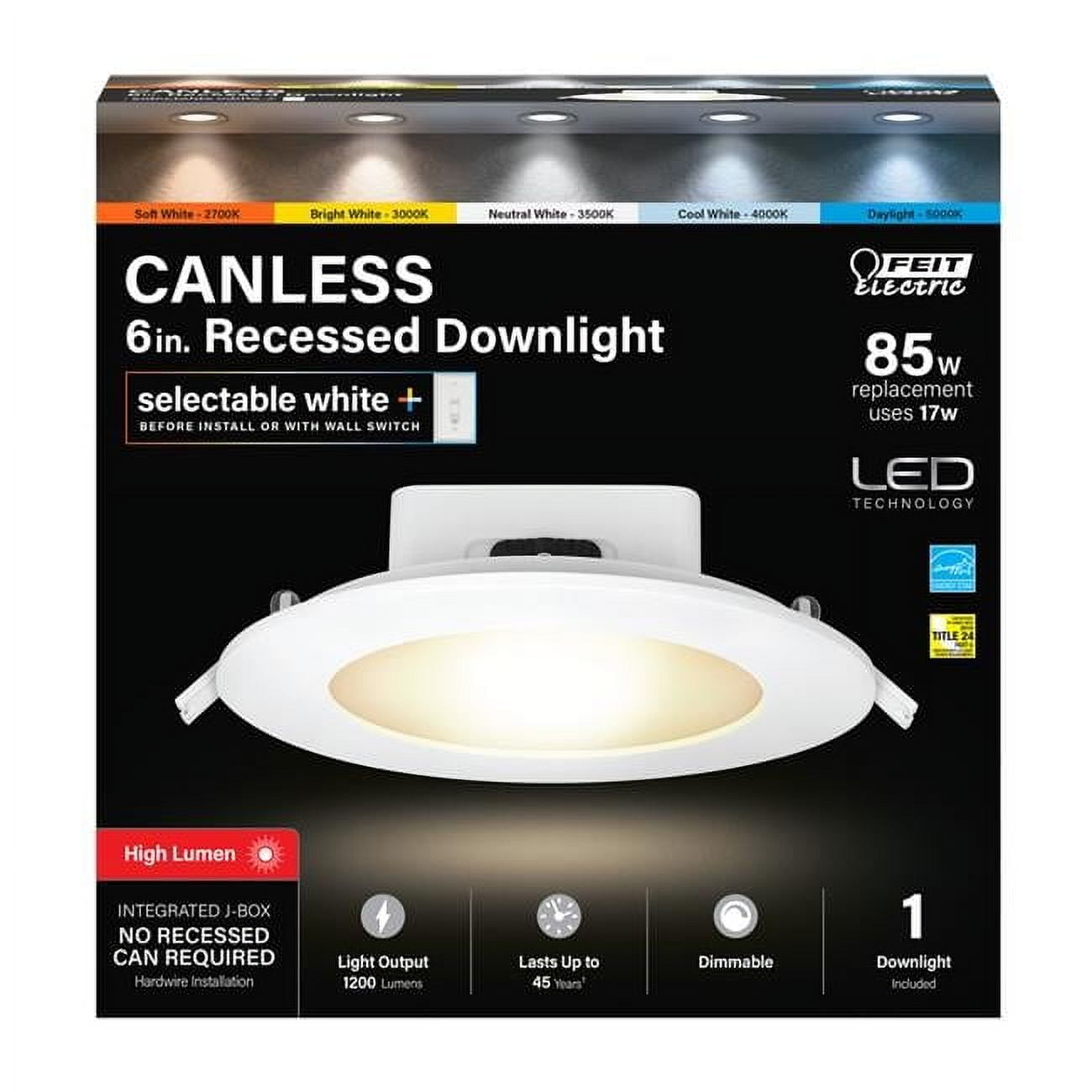 6 in. 85 watt LED Recess Downlight - Walmart.com