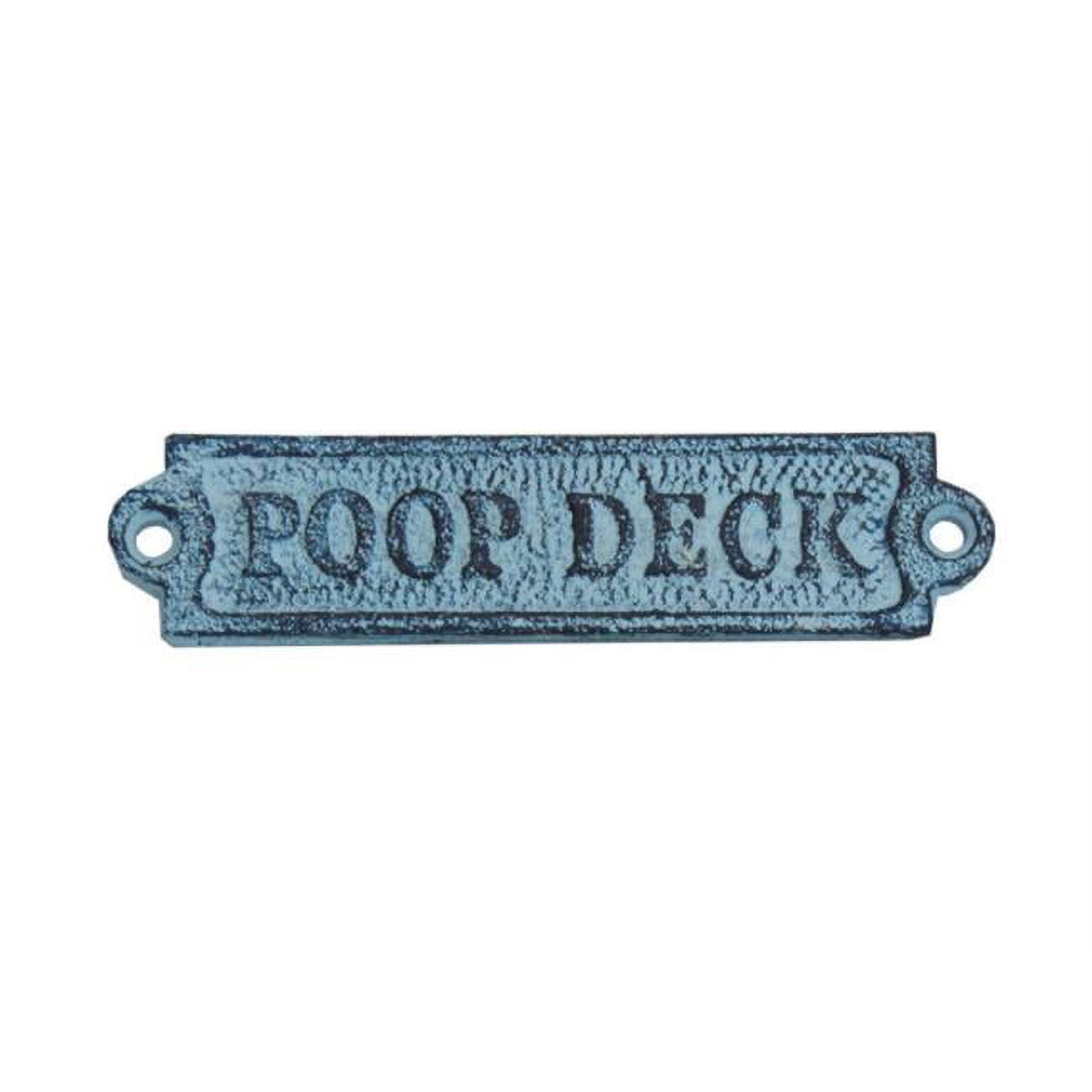 6 in. Cast Iron Poop Deck Sign - Rustic Light Blue Whitewashed ...