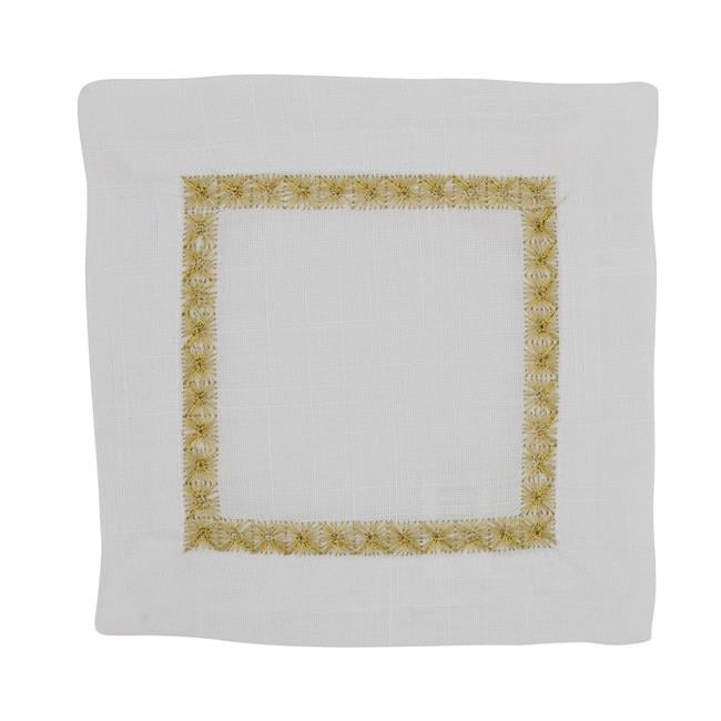6 in. Embroidered Border Cocktail Napkin, Gold - Set of 4 - Walmart.com
