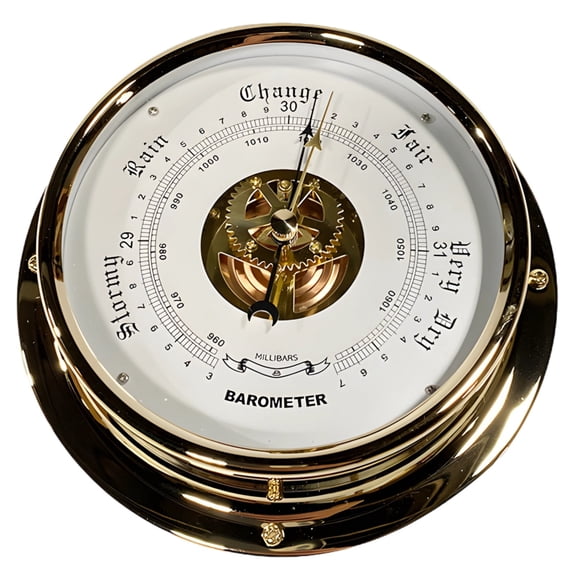 6 in Maritime Barometer, Stainless Steel Clock Style Fishing Barometer ...