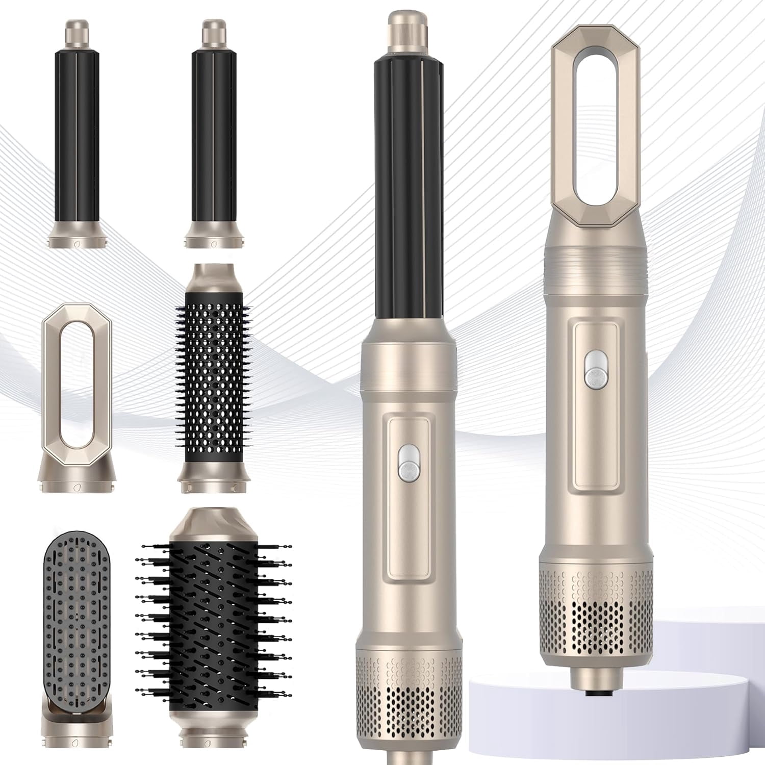 6 in ONE Blow Dryer Brush,Air Curling Iron Round Brush Blow Dryer 800W ...