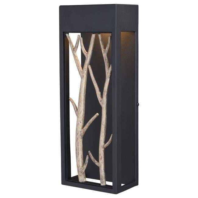 6 in. Ocala LED Outdoor Wall Light with Poplar, Textured Black ...