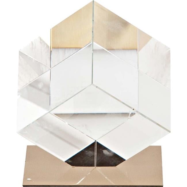 6 in. Optical Clear Glass Cube & Gold Sculpture - Walmart.com