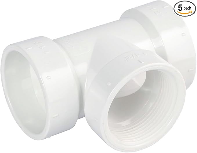 6 in. PVC DWV Cleanout Tee with C.O. Plug, Hub x Hub x FPT White PVC ...