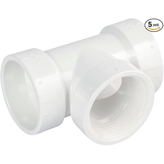 6 in. PVC DWV Cleanout Tee with C.O. Plug, Hub x Hub x FPT White PVC ...