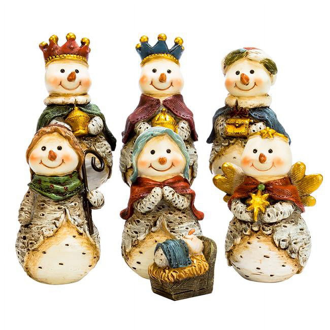 6 in. Resin Snowman Nativity Table Set, 7 Piece - Walmart.com