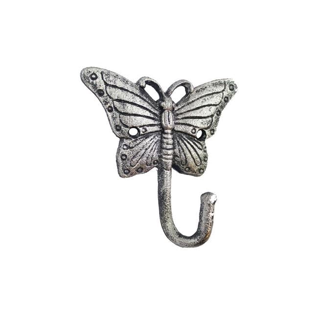 6 in. Rustic Cast Iron Butterfly Hook - Silver - 6in. - Walmart.com