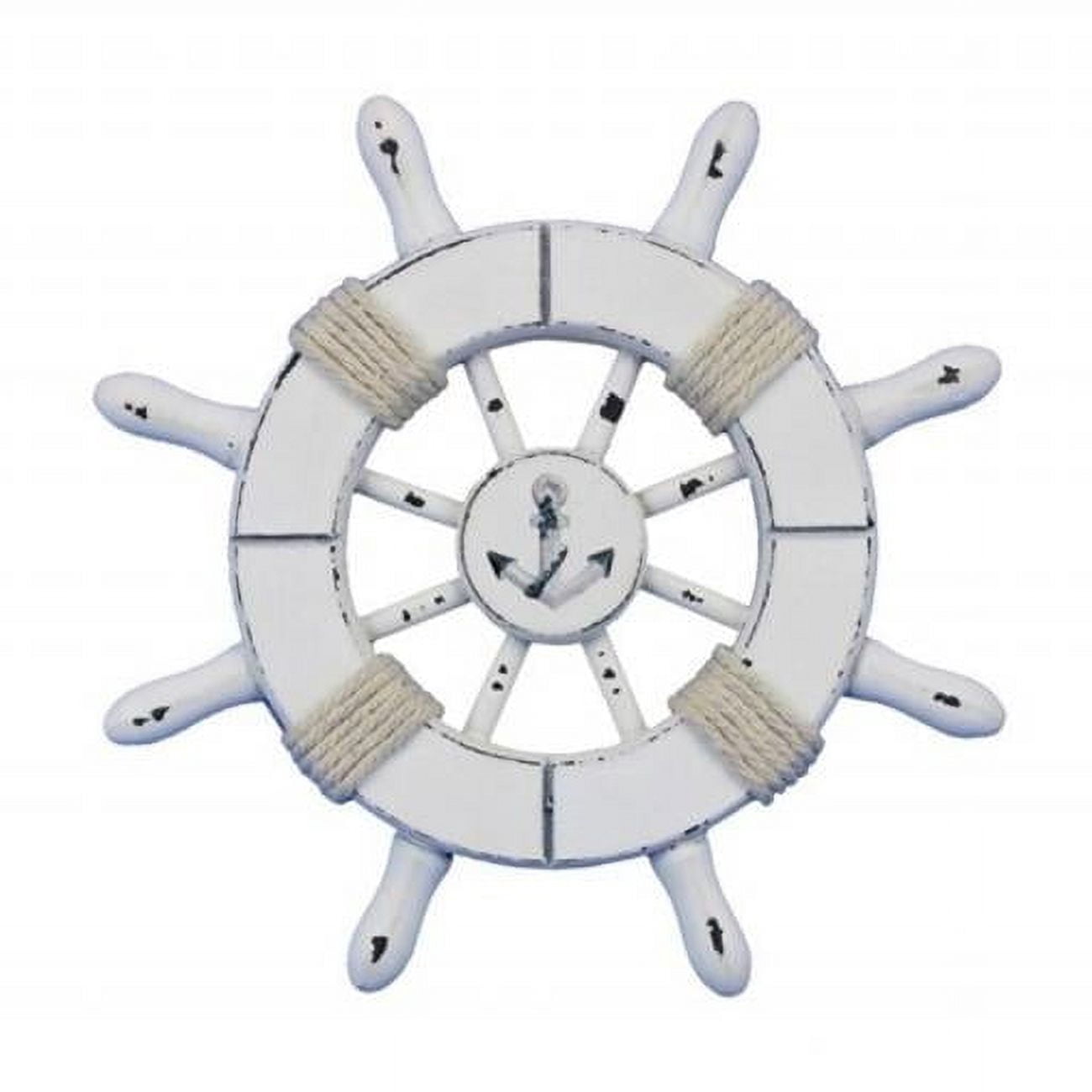 6 in. Rustic White Decorative Ship Wheel with Anchor - Walmart.com