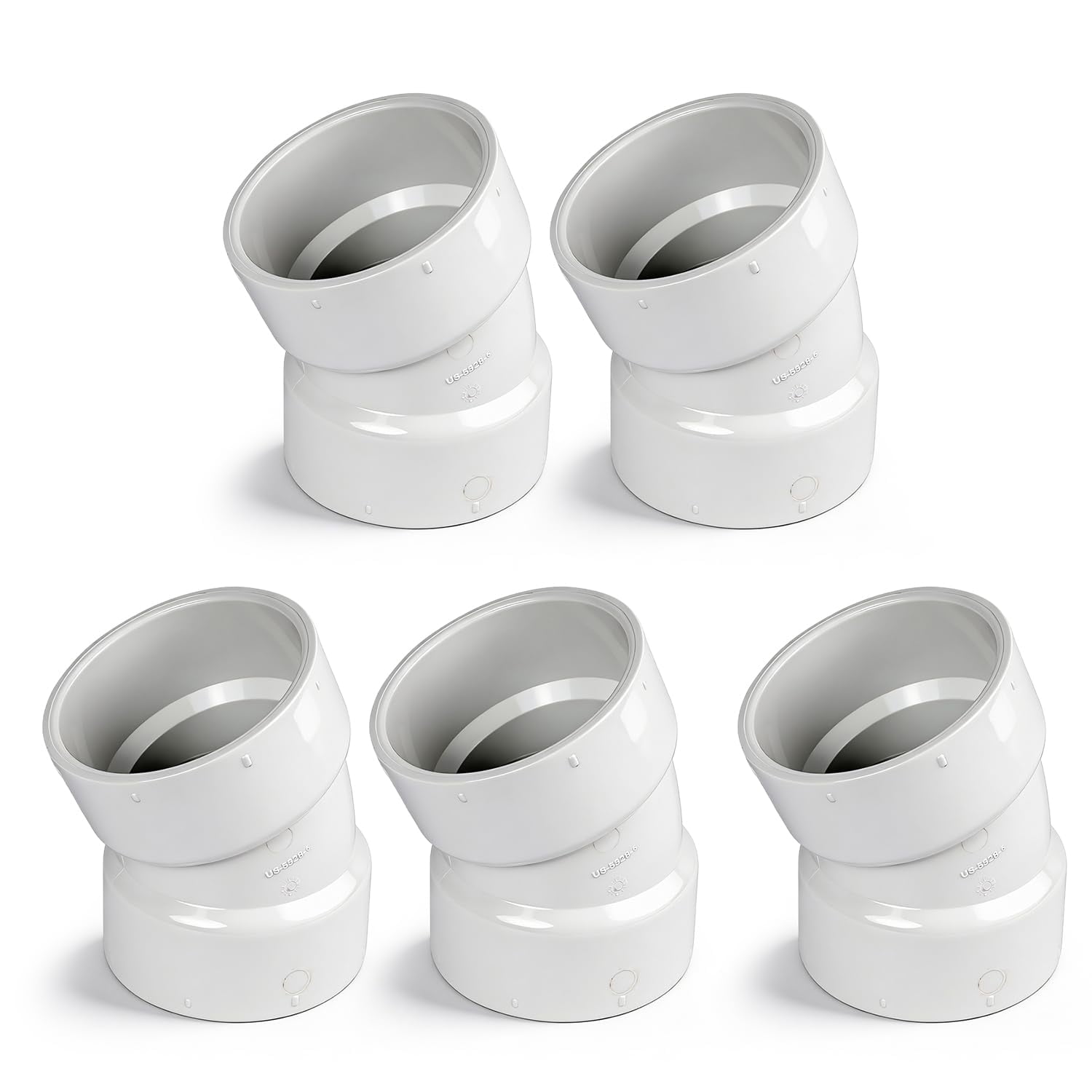 6 in. White PVC DWV 1/16 Bend 22.5° Elbow, Hub x Hub Connection, For ...