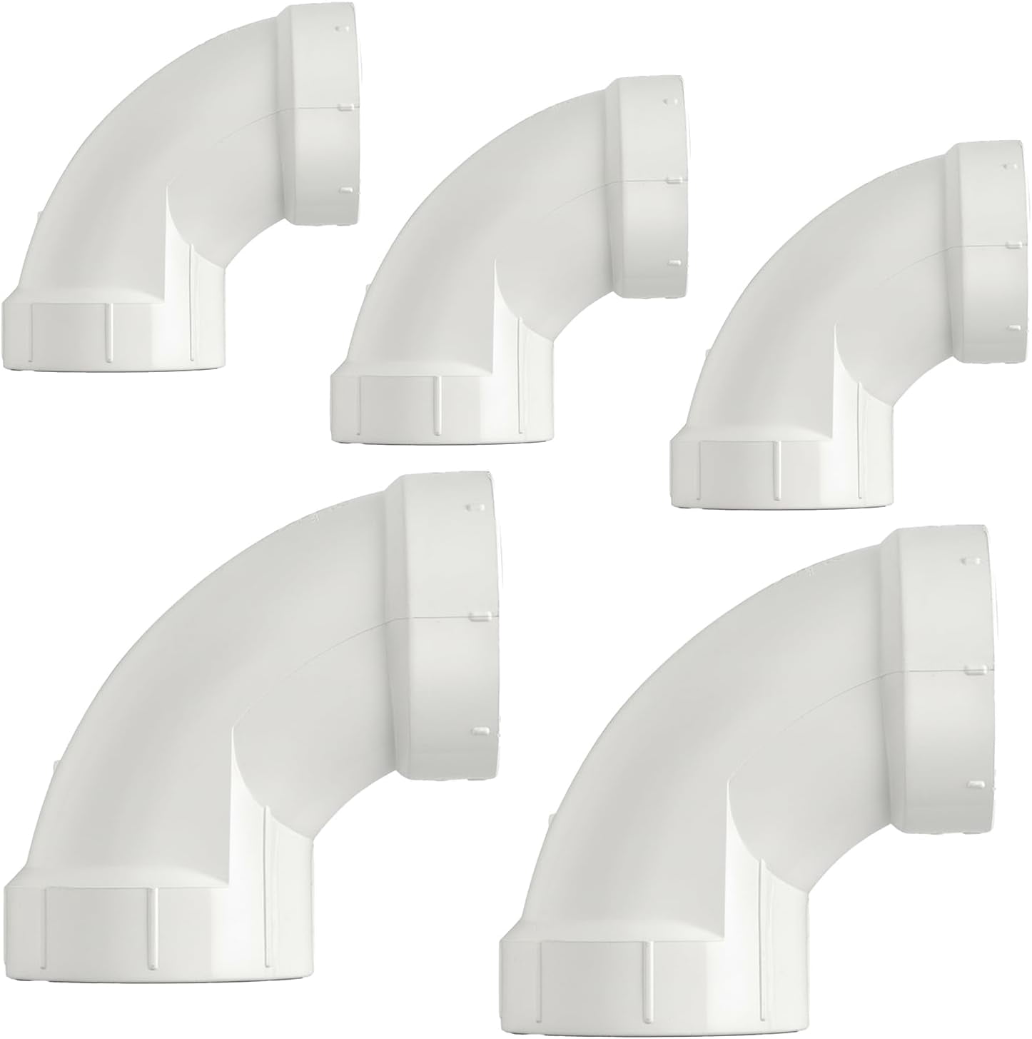 6 in. White PVC DWV 1/4 Bend 90-Degree Elbow, Hub x Hub Drain, Waste ...