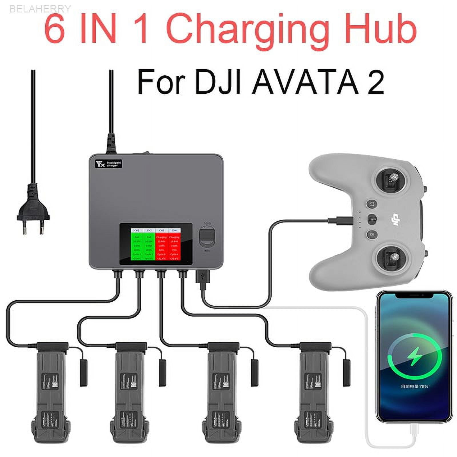 6 in1 Digital display Battery Charger for DJI AVATA 2 Drone Battery ...