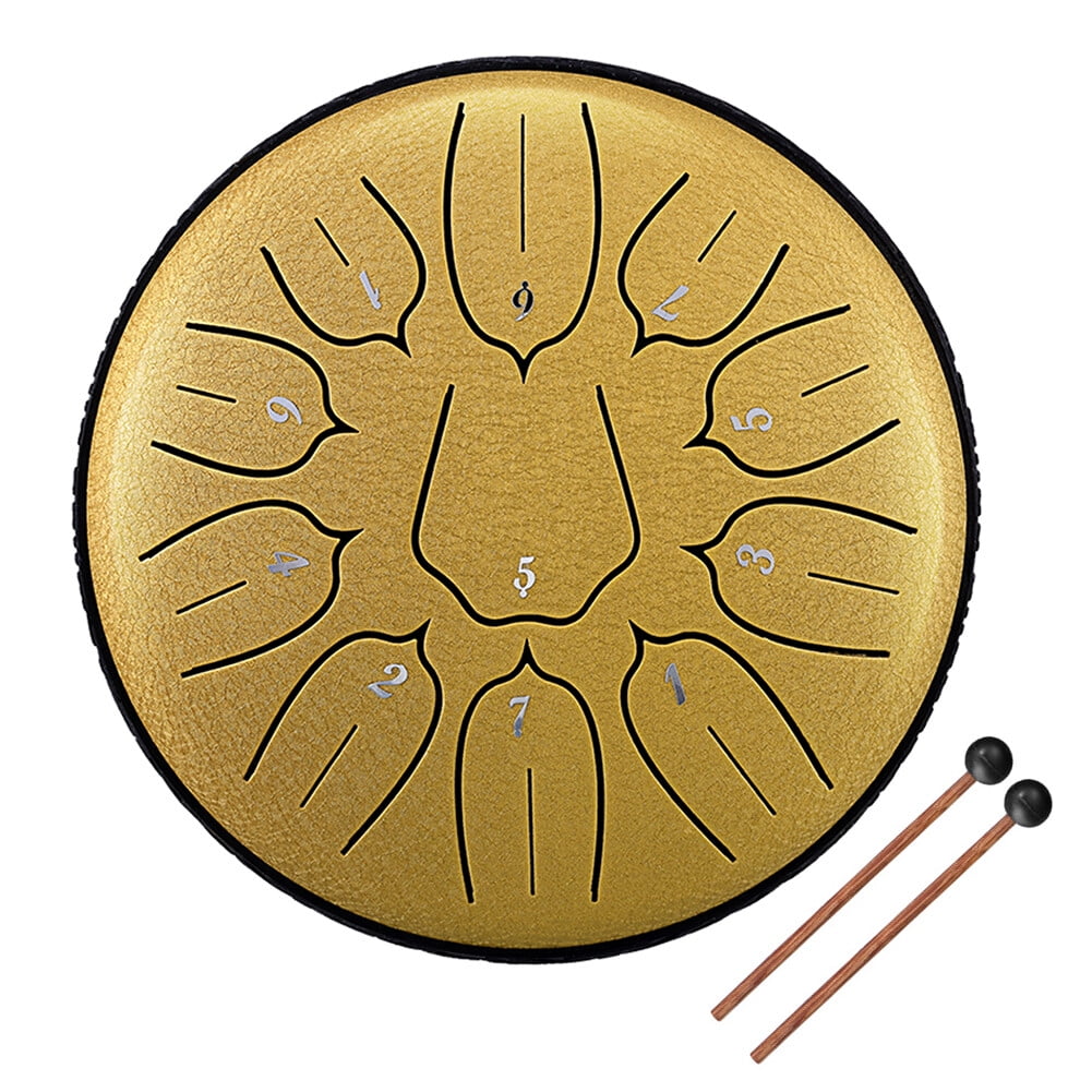 6 inch 11-Tone Steel Tongue Drum Hand Pan Drums with Drumsticks ...