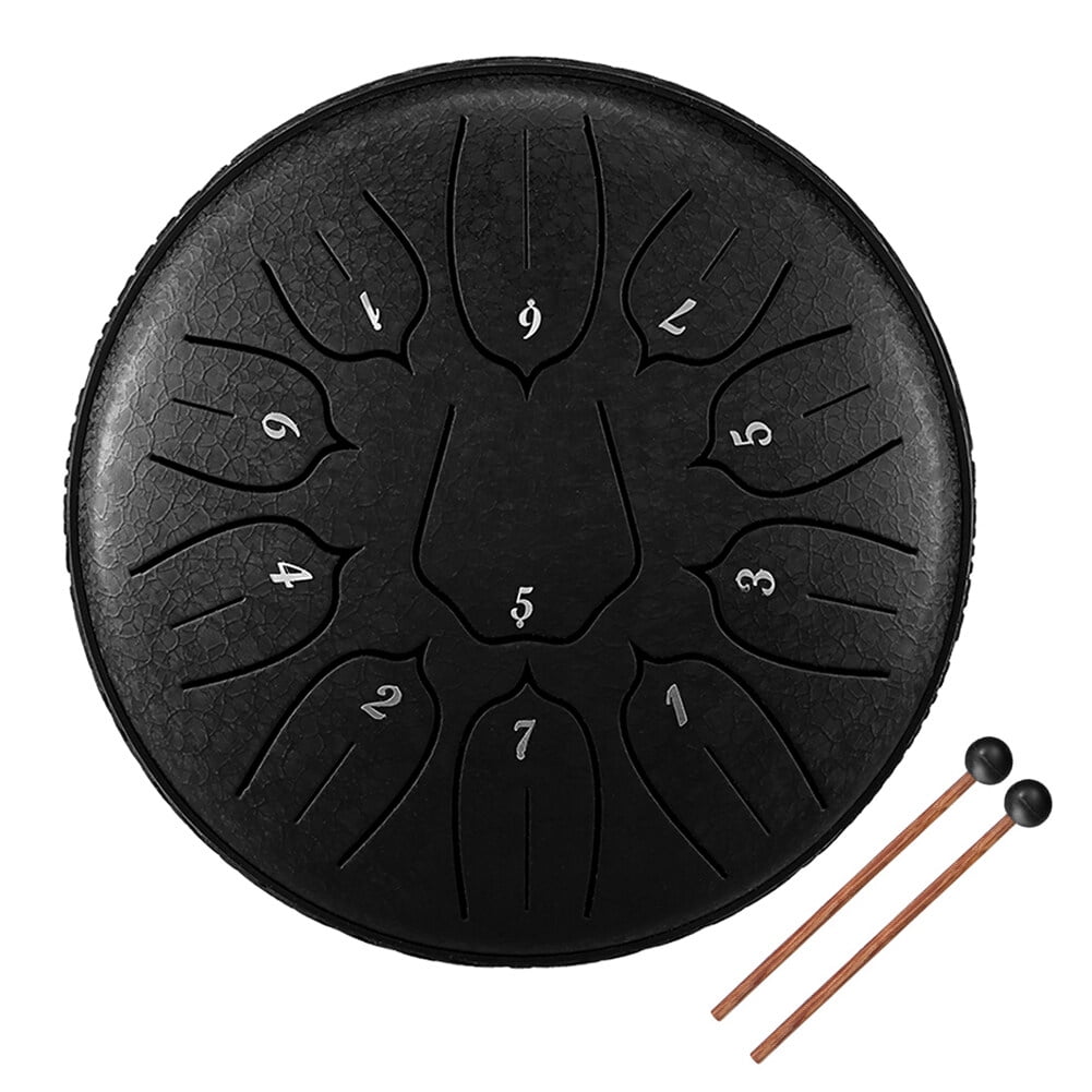 6 inch 11-Tone Steel Tongue Drum Hand Pan Drums with Drumsticks ...