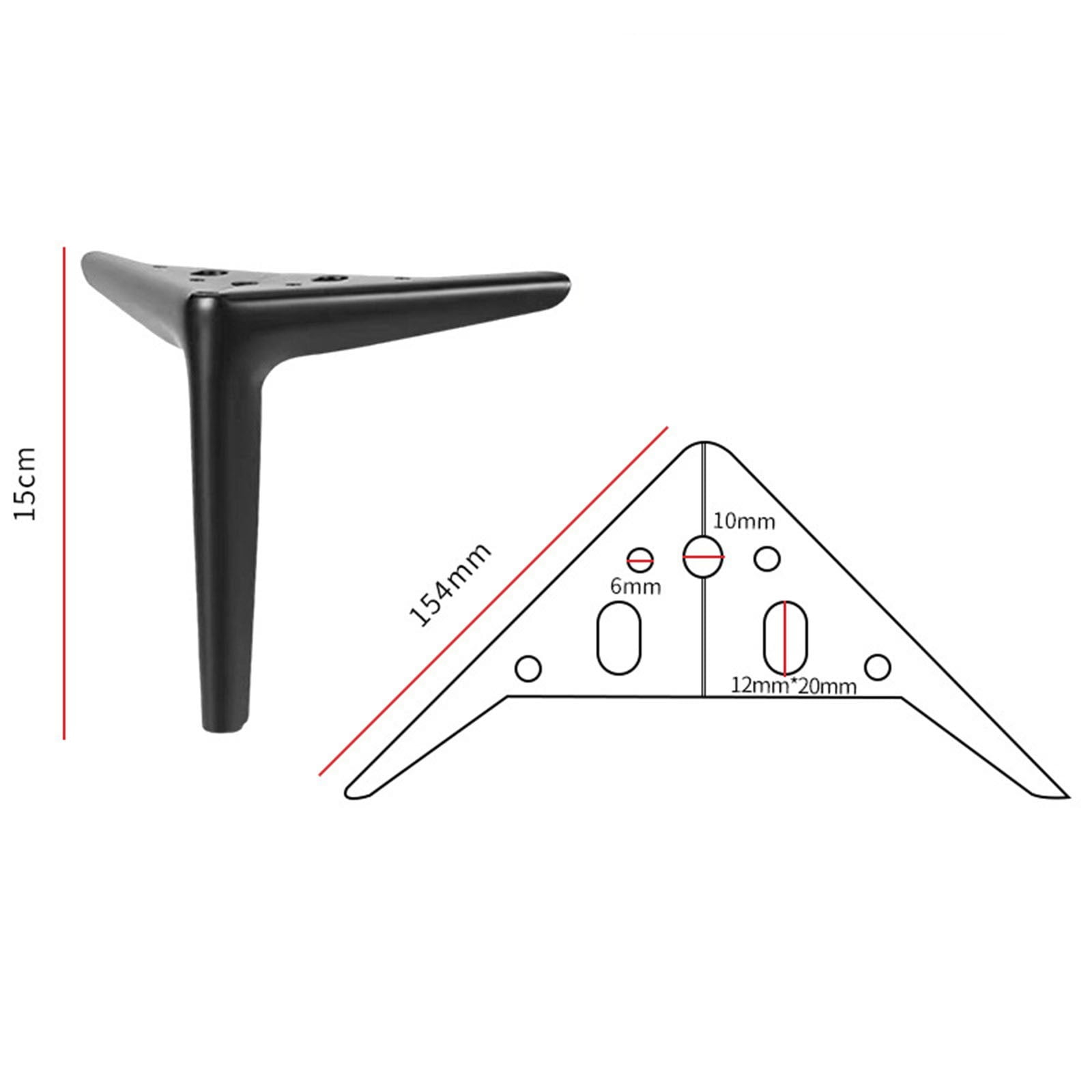 6 inch/15cm Matte Black Metal Furniture Legs Set of 4, Triangle Sofa ...