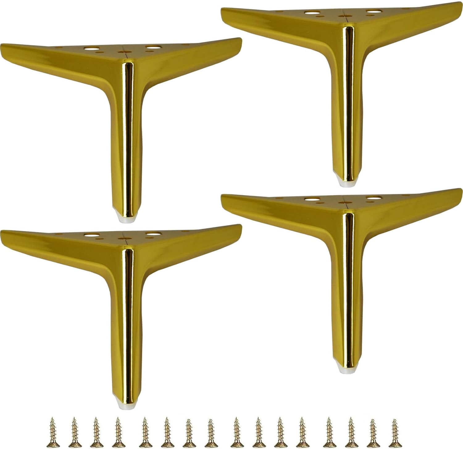 6 inch /15cm Shiny Gold Metal Furniture Legs Set of 4, Modern Style ...