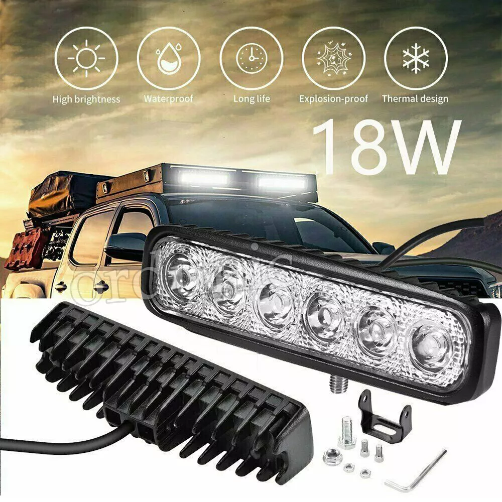 6 inch 18W LED Work Light Bar Spot Pods Beam Off-road Car Driving Fog Truck Lamp - Walmart.com