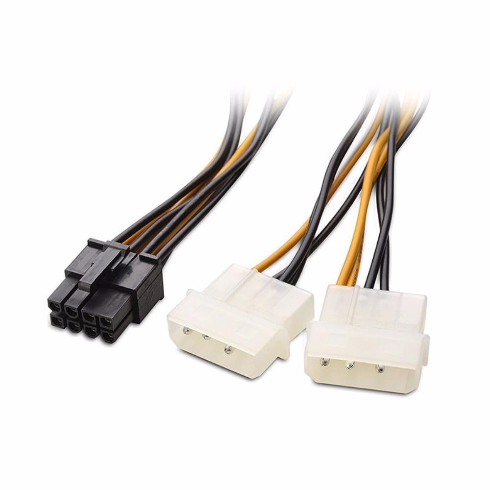 6 inch 2 x Molex 4 pin to 8-Pin PCI Express Video Card Pci-e ATX PSU Power Converter Cable ...